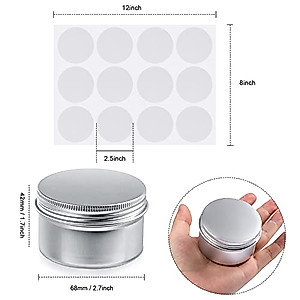 24 Pieces Round Tin Containers 4 oz Metal Tins Cans Aluminum Tin Storage Cans with 10 Sheets Label Sticker for Salve Spice Candy Candle Kitchen Small Items, Silver