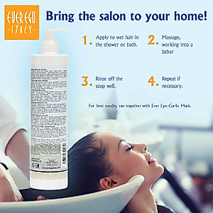 Ever Ego Italy Garlic Shampoo For Damaged, Bleached or Colored Hair | Repairing And Hydrating Hair Care Product For Men And Women | 500ml Bottle