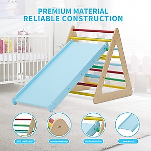 GOME Set of 7 Baby Triangle Climbing Gym Toys Indoor for Toddler Set, 1 Square and 3 Triangle Climber with 3 Ramp for Climbing Sliding and Walking, 7 in 1 Toddler Play Equipment for Indoor Playground