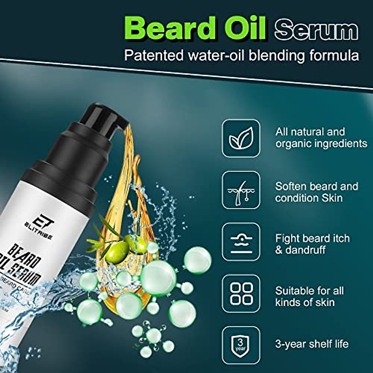 Elitribe Upgraded Beard Kit, Beard Grooming Kit w/ Beard Oil /Conditioner Beard Balm Beard Wash/Shampoo Beard Comb, Pure & Organic Beard Growth Kit, Gifts for Men Husband Dad Boyfriend