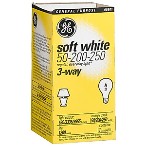GE Lighting 56948300 3-Way 50-200-250 Soft White Light Bulb