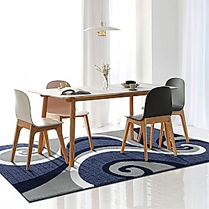 0327 Blue White Gray 5 x 7 Area Rug Abstract Carpet by Persian-Rugs