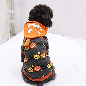 Dog Pumpkin Costume Halloween Sweater Clothes Cosplay Outfits Clothes for Fleece Hoodie Cooper