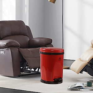 Wakikini 2 Gallon Plastic Step On Trash Can with Lid, Round Foot Pedal Garbage Bin, Red
