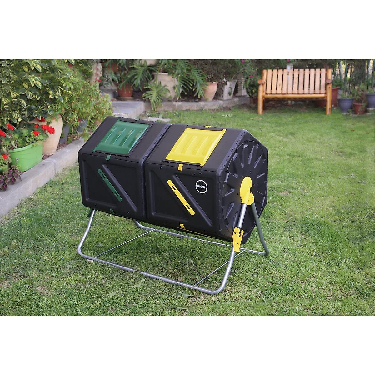 Miracle-Gro Dual Chamber Tumbling Composter, 105 L/27.7 Gallon Each Chamber