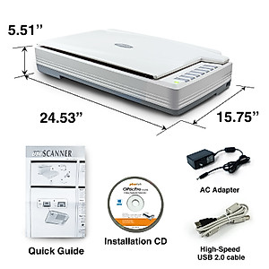 Plustek OpticPro A320L - A3 CCD Graphic Flatbed Scanner, 1600 dpi Resolution with Dual Light Design. Suitable for Graphic Design, Artwork and Artists. Support Mac, Windows, Twain and ICA