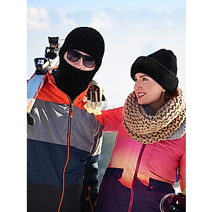 Winter Ski Mask for Men Knitted Full Face Mask Balaclava Hats 1 Hole Winter Ski Mask Fleece for Men Women Favors (Black, Medium)