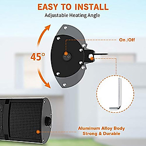 Electric Outdoor Patio Heater, Wall-Mounted Infrared Heater with Remote Control, 1500W Fast Heat Gold Tube Super Quiet Ceiling Heater for Garage