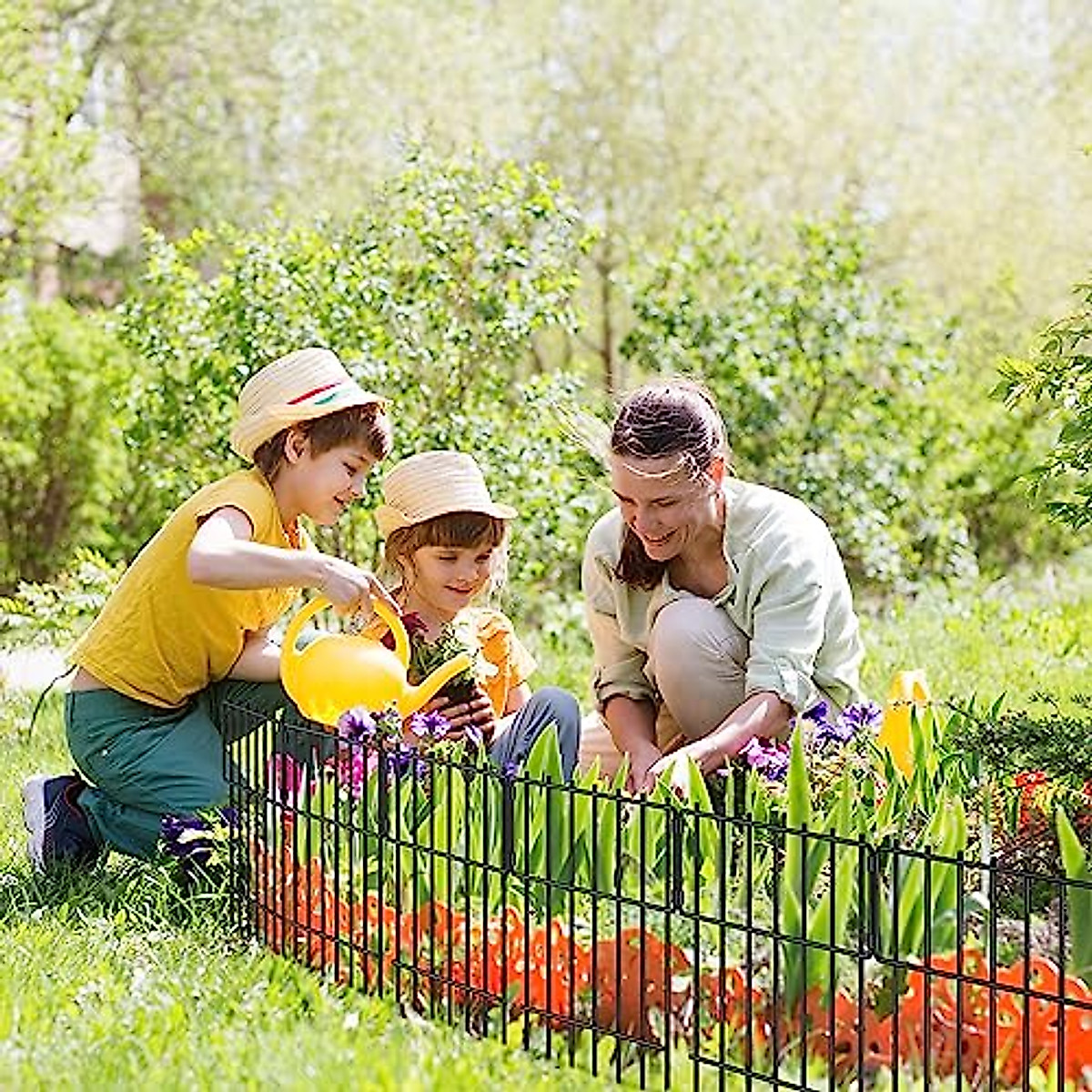 Sunexinlo 20 Packs Garden Fence Animal Barrier Border, 17x12In Short Metal Fencing Panel for Garden Yard Vegetable Flower Beds, 20Ft