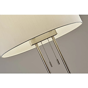 Adesso 4016-22 Duet 62" Floor Lamp, Satin Steel, Smart Outlet Compatible