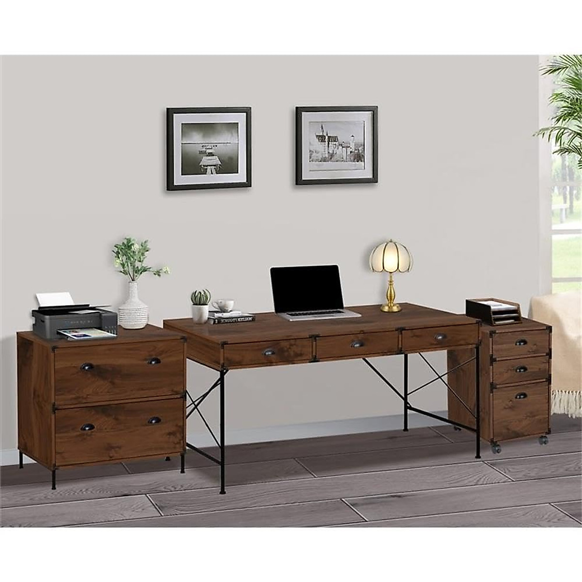 Saint Birch Bombay 2-Drawer Modern Wood Lateral File Cabinet, Legal & Letter Size, Walnut Brown