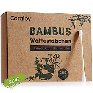 Bamboo Cotton Swab 1000PCS Double Cotton Buds bamboo Cotton Bud Eco organic bamboo ear swab for Ear Skin Jewelry Art Pet Cleaning Craft Paper Packaging (5 PACKS OF 200 STICKS)