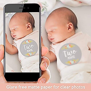 Baby Monthly Stickers | Floral Baby Milestone Stickers | Newborn Girl Stickers | Month Stickers for Baby Girl | Baby Girl Stickers | Newborn Monthly Milestone Stickers (Set of 24)