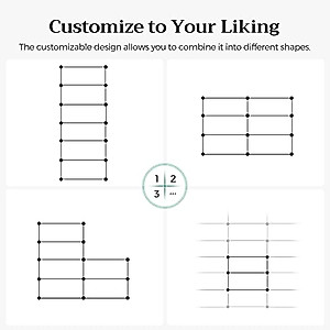 SONGMICS 6-Tier Shoe Rack for 12 Pairs, Expandable Modular DIY Storage Shelf, Closet Divider, with Plastic Panels, Rustic Brown + Black