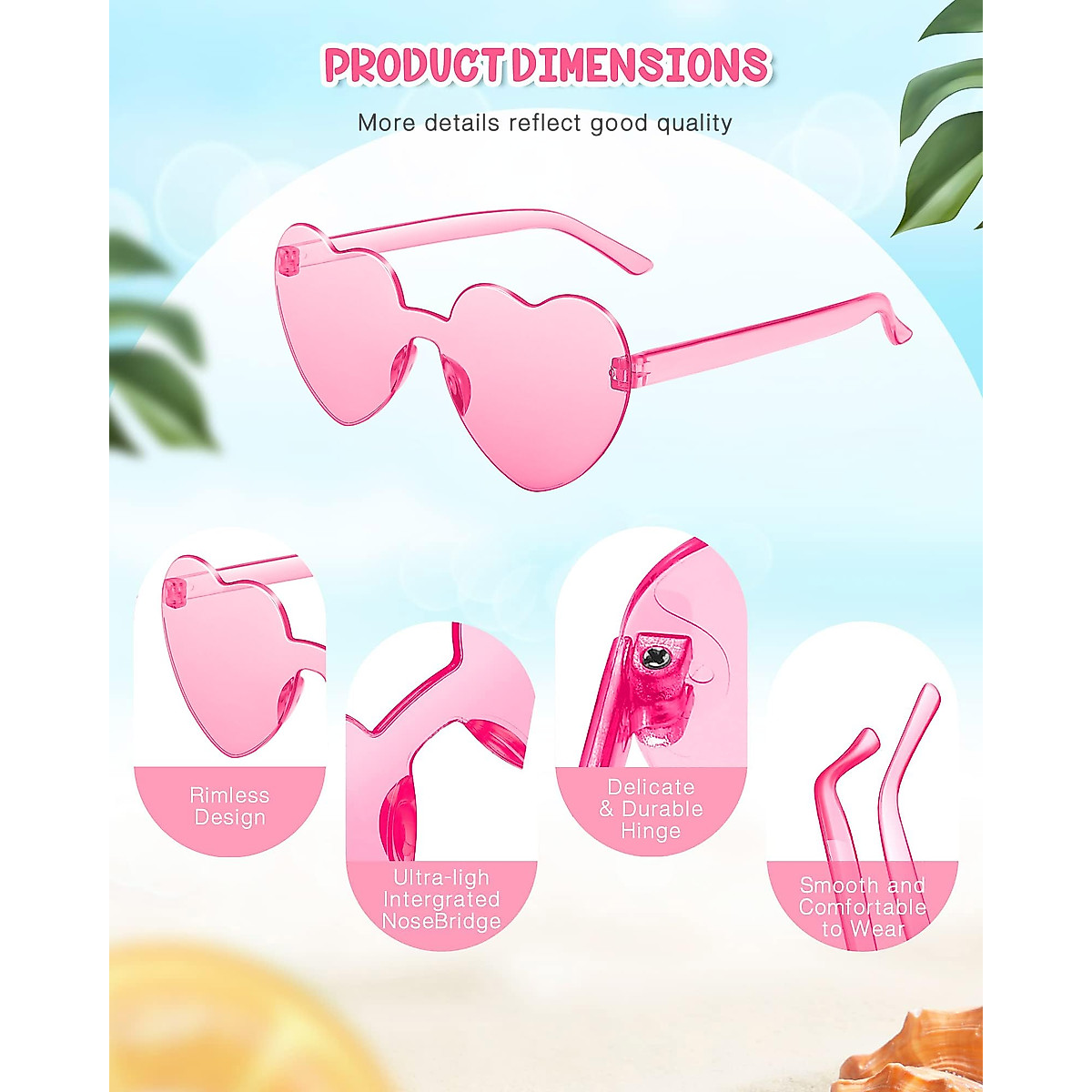 Chicpop 24 Pairs Heart Shaped Sunglasses for Women Bulk Heart Glasses Party Favor Decoration Accessories Eyewear