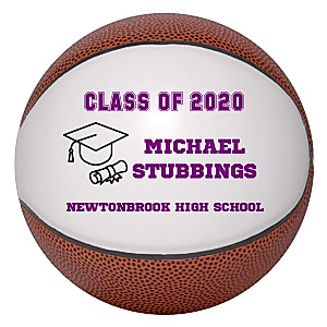 Personalized Custom Graduation 2024 Basketball Gift - Graduation Class of 2024 - Graduation Gift for Boy - Graduation Gift for Girl (Regulation Basketball, Puprle Text)