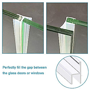TSMST Glass Shower Door Seal Strip, 120 Inch Soft Shower Door Sweep Seal Strip to Stop Leaks for 3/8" Framelss Glass Door