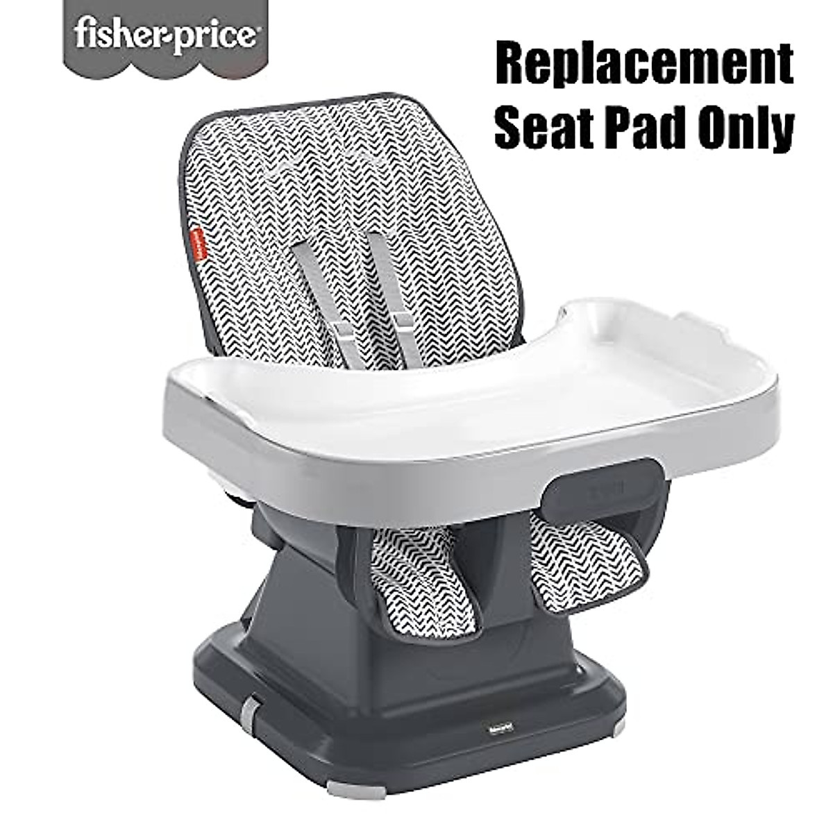F-Price Replacement Part for Fisher-Price Highchair - HBD72 ~ Space-Saver Simple Clean High-Chair Booster Seat ~ Pencil Strokes ~ Replacement Seat Pad, Gray, White