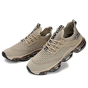 Kapsen Mens Running Shoes Air Cushion Tennis Walking Sneakers Casual Sport Gym Jogging Beige 6.5