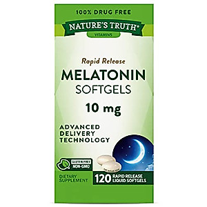 Melatonin 10mg | Quick Release Softgel Capsules | 120 Count | Non-GMO & Gluten Free Supplement | by Nature's Truth