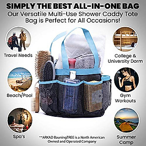 Arkad BauningTREE Shower Caddy Toiletry Mesh Bag and Hand Towel. Holds Your Bathroom Items Shampoo, Soap, Towels, Brushes. Perfect for College Dorm, Gyms, Spa, Camping & More