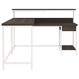 Signature Design by Ashley Dorrinson Modern L-Shaped Home Office Desk, White & Brown