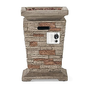 Christopher Knight Home Laguna MGO Fire Column - 40,000 BTU, 19.5", Natural Stone