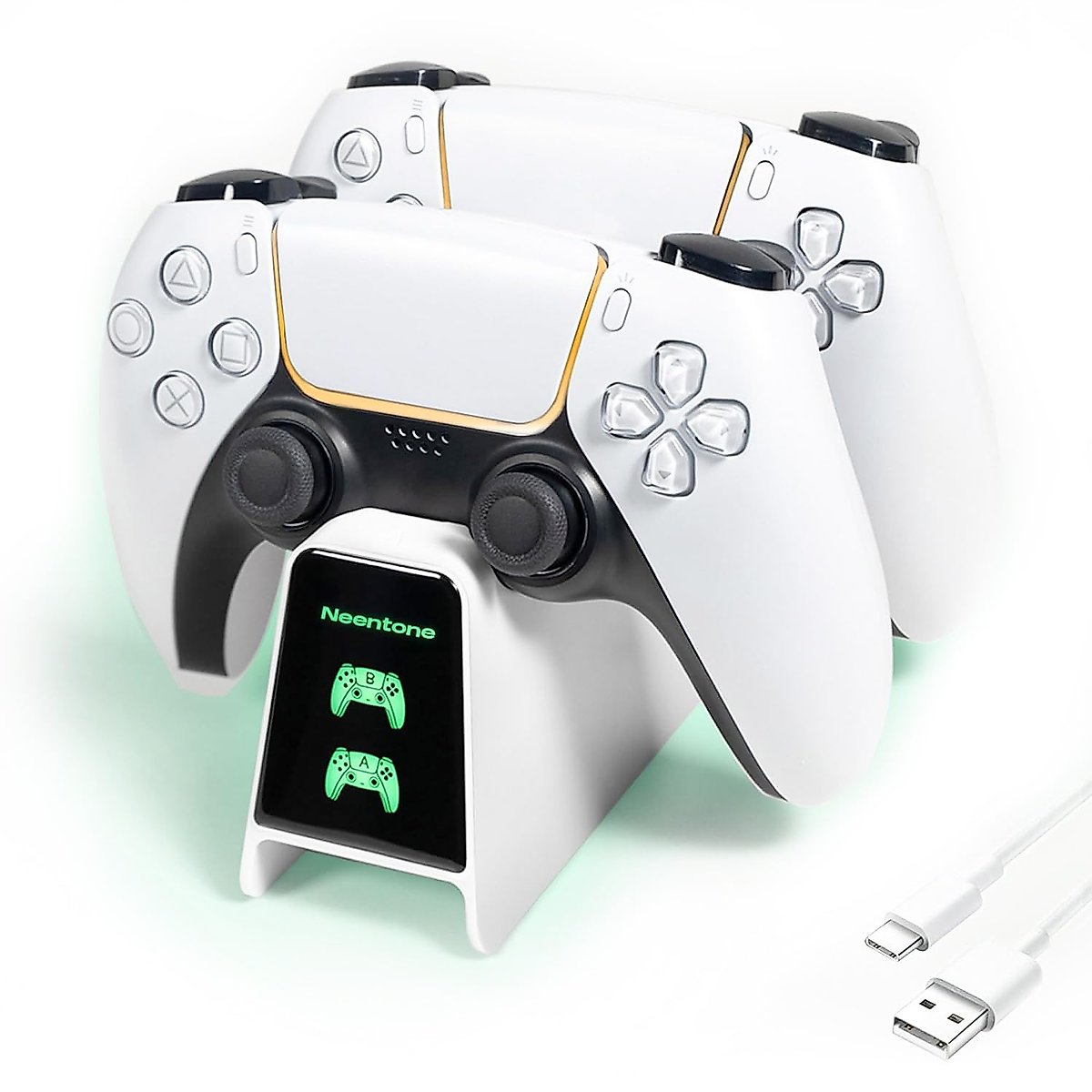 PS5 Controller Charging Station, PS5 Accessories DualSense Charger for Dual Controller, Easy Clip and Charge Design PS5 Controller Charger