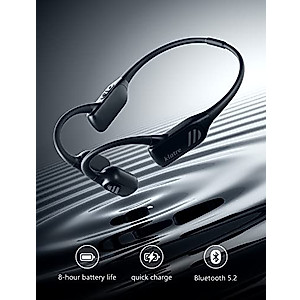 klatre Bone Conduction Headphones【2023 Version】, LS1 Open-Ear Headphones Bluetooth 5.2 Wireless for Cycling/Workout/Running, Deep Bass, Water Resistant Headset with Dual Mics - Rock