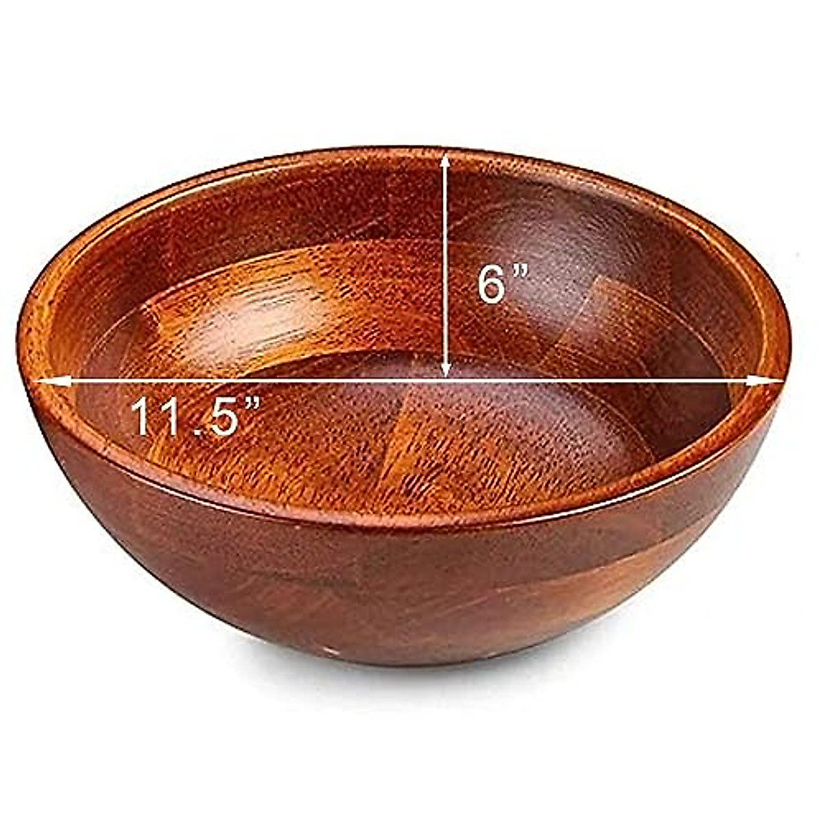 Wooden Salad Bowl Serving Set - Handcrafted Hardwood Bowl and Salad Fork / Spoon Serving Utensils - 11.5" Diameter x 6" Multipurpose for Prepping and Serving Salads, Use with Hot or Cold Food – 144 oz