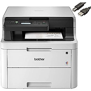Brother HL-L3290CDW Wireless Compact Digital Color Laser All-in-One Printer, Duplex Printing, Print Scan Copy, 600 x 2400 dpi, 25ppm, 250-sheet, Works with Alexa, Bundle with Cefesfy Printer Cable