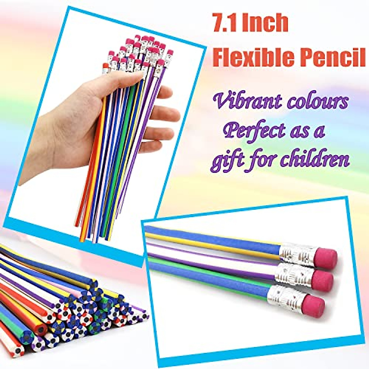 Guuozzli 45 Pack Flexible Soft Pencil,7.1 Inch Magic Bend Pencils,Soft Novelty Pencil with Eraser for Kids Gift Students School Classroom Supplies