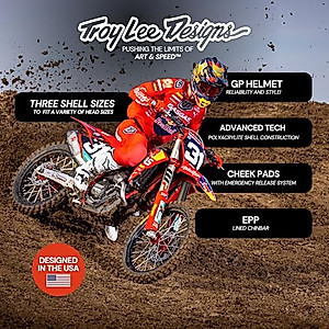 Troy Lee Designs GP Helmet for Motocross MX, Light Weight 16 Vents, Overload Blue/White, 2X, SKU 103252036