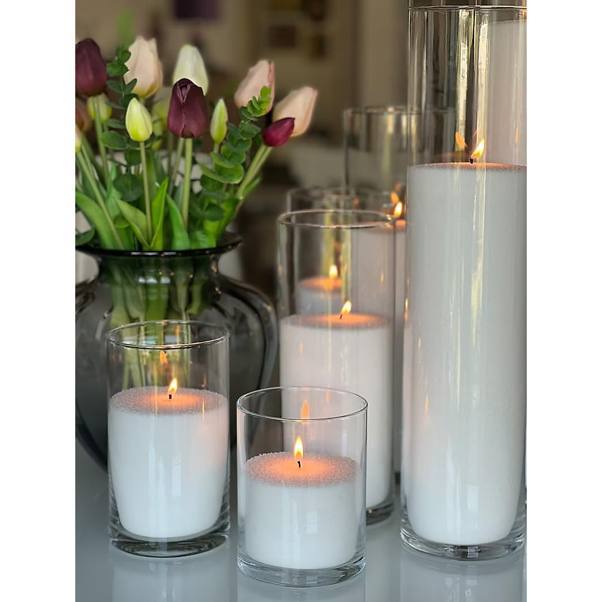 Hompire Pearled Wax Candle All-Natural Customizable Reusable and Refillable Candle Sand Luxury for Home Decor Pearl Candle Powder 18oz Wax & 30 Wicks (Free) (500g)