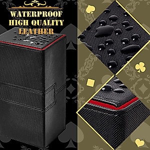 Deekin Deck Card Boxes Cards Deck Game Box Compatible with MTG TCG CCG Commander Deck Playing Card Case Card Deck Holder 3 Tray for 220+ Sleeved Cards with 18 Dice 8" x 4.5" x 3.4" (Red Black)