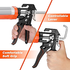 ValueMax Caulk Gun, 9 Inch Silicone Sealant Caulk Gun for Caulking/Filling/Sealing, Trigger Comfort Grip and Iron Smooth Rod, Ideal for Tiles, Window Joints, 8:1 Thrust Ratio