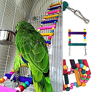 Bird Parrot Toys Ladders Swing Chewing Toys Hanging Pet Bird Cage Accessories Hammock Swing Toy for Small Parakeets Cockatiels, Lovebirds, Conures, Macaws, Lovebirds, Finches (12 Ladders)