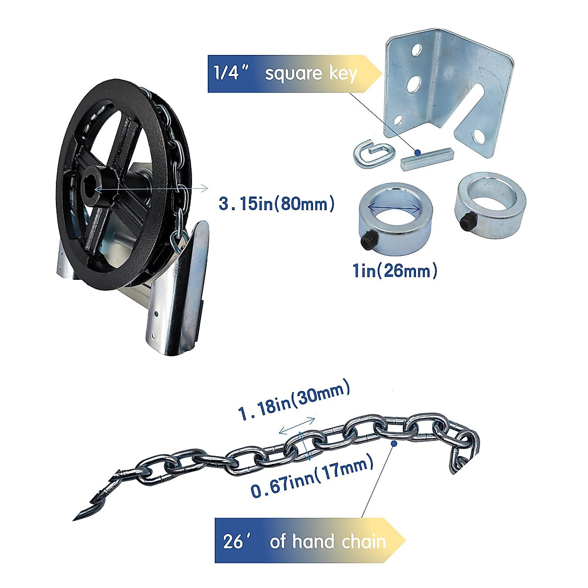 LAJIAOZ Garage Door Chain Hoist - 1:1 Reduced Drive,4000 Direct Drive Heavy Duty Hoist for Roll Up Doors and Jackshaft Garage Door Openers
