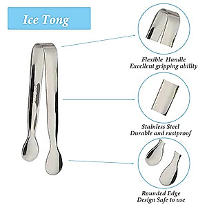 6PCS Ice Tongs Mini Sugar Tongs 4.25Inch Stainless Steel Small Serving Tongs, Small Kitchen Tiny Tongs for Appetizers,Tea Party, Coffee Bar, Desserts by Sunenlyst (Silver)