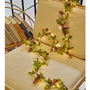 XLXX LED String Light Wedding Party Home Garden Bedroom Outdoor Indoor Wall Decorations(Solar String Lights) (Pink + Rose Red Vine Clause, 33 Feet)
