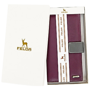 Felda RFID Genuine Leather Phone Purse Ladies Wallet - Holds Mobile Phone, Credit Cards, Banknotes, Coins