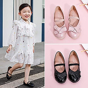 Diufon Autumn Baby Shoes Comfortable Princess Shoes Children Flat Soft Soft Bow Shallow Single Shoes Fashion Casual Peas Elastic Band Shoes (7.5-8 US M Little Kids, Black)
