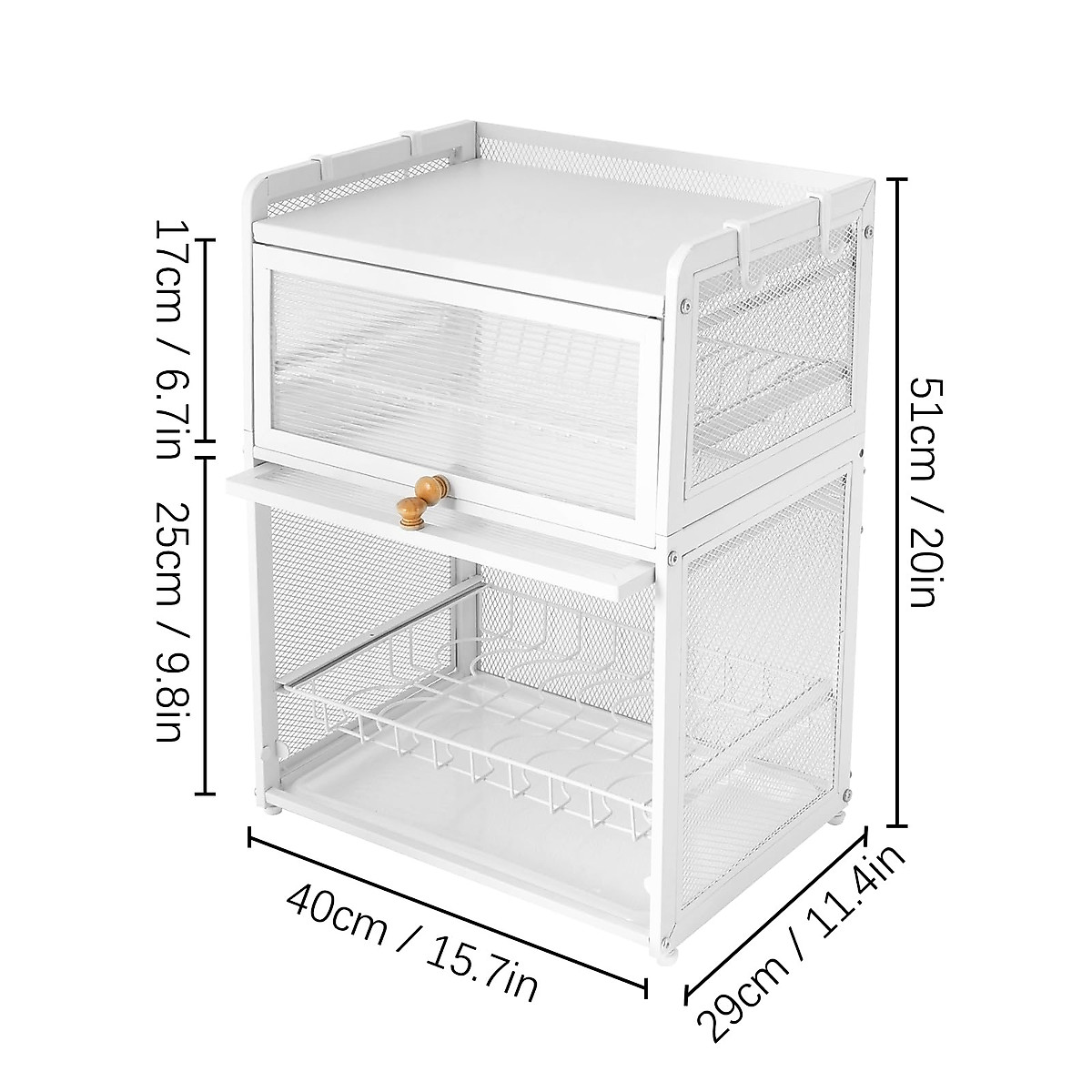 Kitchen Dish Racks, 3 Tier Dish Drying Rack House Dish Organizer Cutlery Drainer with Lid Cover Detachable Drip Tray Storage Box Basket for Kitchen Organizing Storage Holder, Utensil Holder Rack