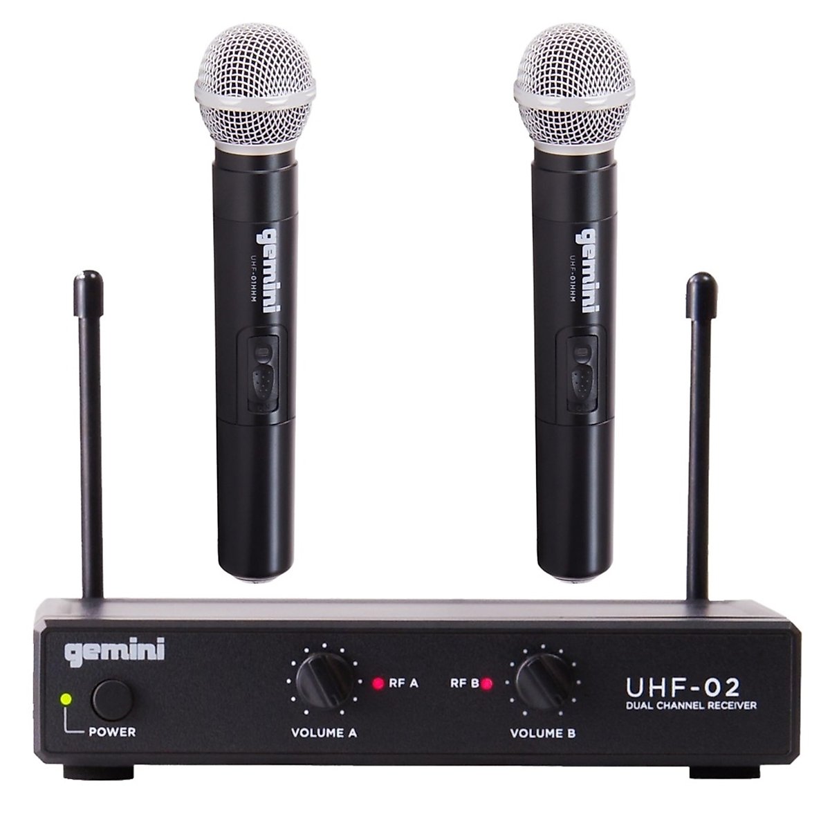 Gemini UHF Wireless Microphone Bundle – Professional Handheld & Lapel Mics, Dual-Channel Receiver, Long Range for Live Performance & Presentations (Hand Held Frequencies 3 + 4)