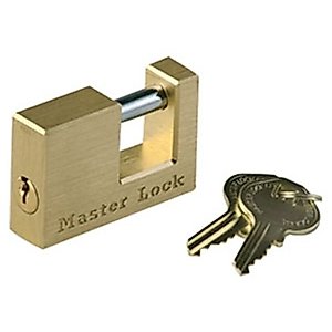 Master Lock 605DAT Shackle 15/16" Length x 7/16" Inner Width, 2" Body Width, Solid Brass Coupler Lock, Gold