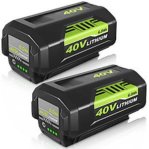 2Pack 6.0Ah OP40601 Replacement for Ryobi 40V Battery Compatible with Ryobi 40 Volt Battery Lithium OP4040 OP40401 OP4026 OP40261 OP4050 OP40201 Compatible with Ryobi Battery 40V Power Tools (Green)