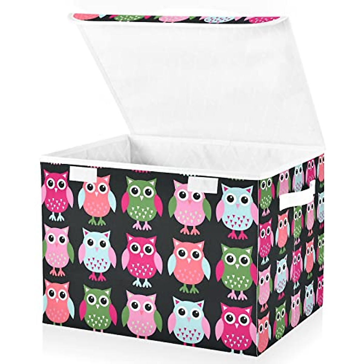 innewgogo Cute Owl Storage Bins with Lids for Organizing Dust-proof Storage Bins with Handles Oxford Cloth Storage Cube Box for Pets Toys