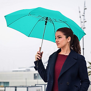 The Spectrum Popular Style 42" Automatic Open Compact Travel Umbrella for Rain, Wind & Sun, Sturdy Lightweight Small Portable Stick Umbrella for Men and Women, Teal Blue