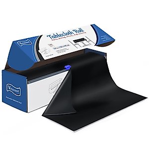 Vrisssot Plastic Table Cover Roll Disposable Tablecloth: 54in X 120ft Table Covers Plastic Table Cover Roll with Easy Slide Cutter Plastic Table Cloths for Parties Disposable-Black