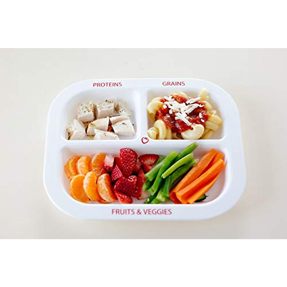Health Beet Portion Plate for Kids, Toddlers - Rectangle Kids Plate with Dividers and Nutrition Portions for Healthy Eating Habits (Single Plate)